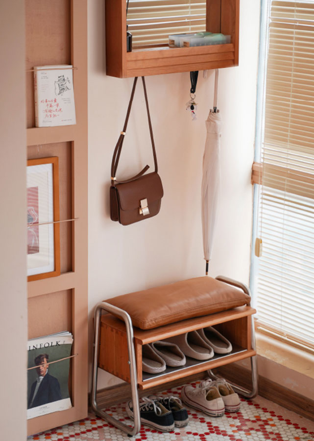 Cadre Wood & Steel Bench | Solid Cherry Wood with Leather Cushion – Nimbus